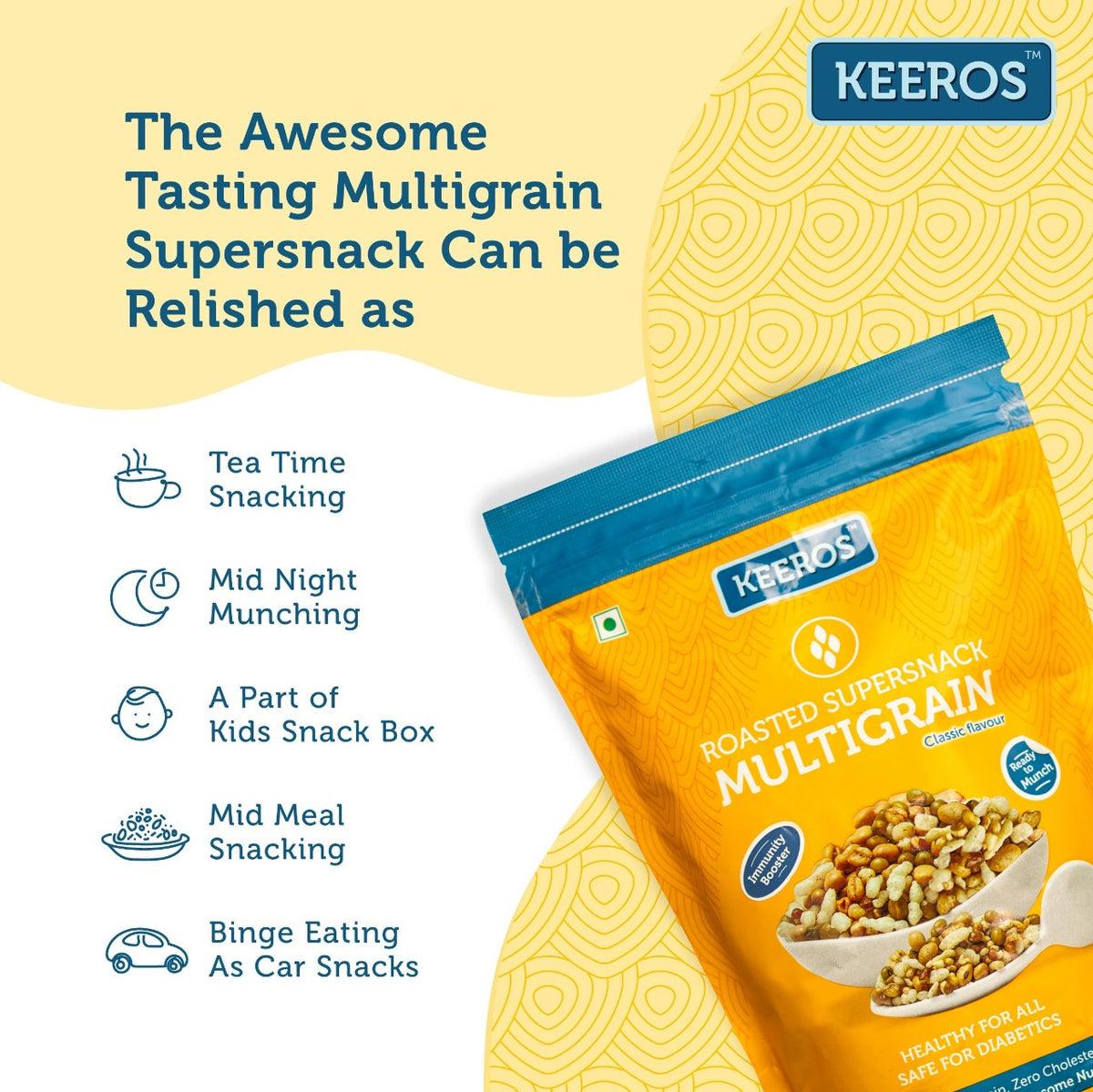 Keeros Lightly Salted Multigrain, Healthy & Diabetic Friendly Roasted ...